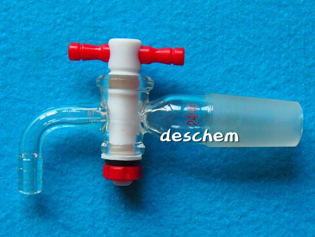 24/40,Glass Vacuum Adapter,Bent Hose Connection,Lab PTFE Stopcock ...